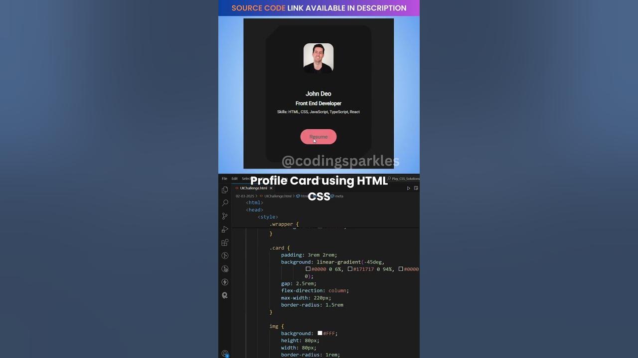 Simple Profile Card | HTML CSS - YouTube