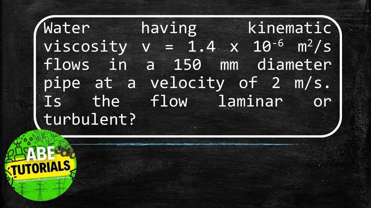 Water Having Kinematic Viscosity V 1 4 X 10 6 M2 s Flows In A 150 Mm
