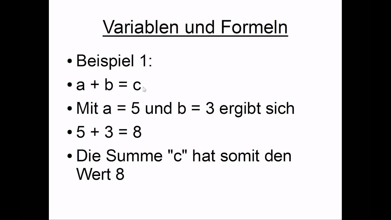 Variablen Formeln - YouTube