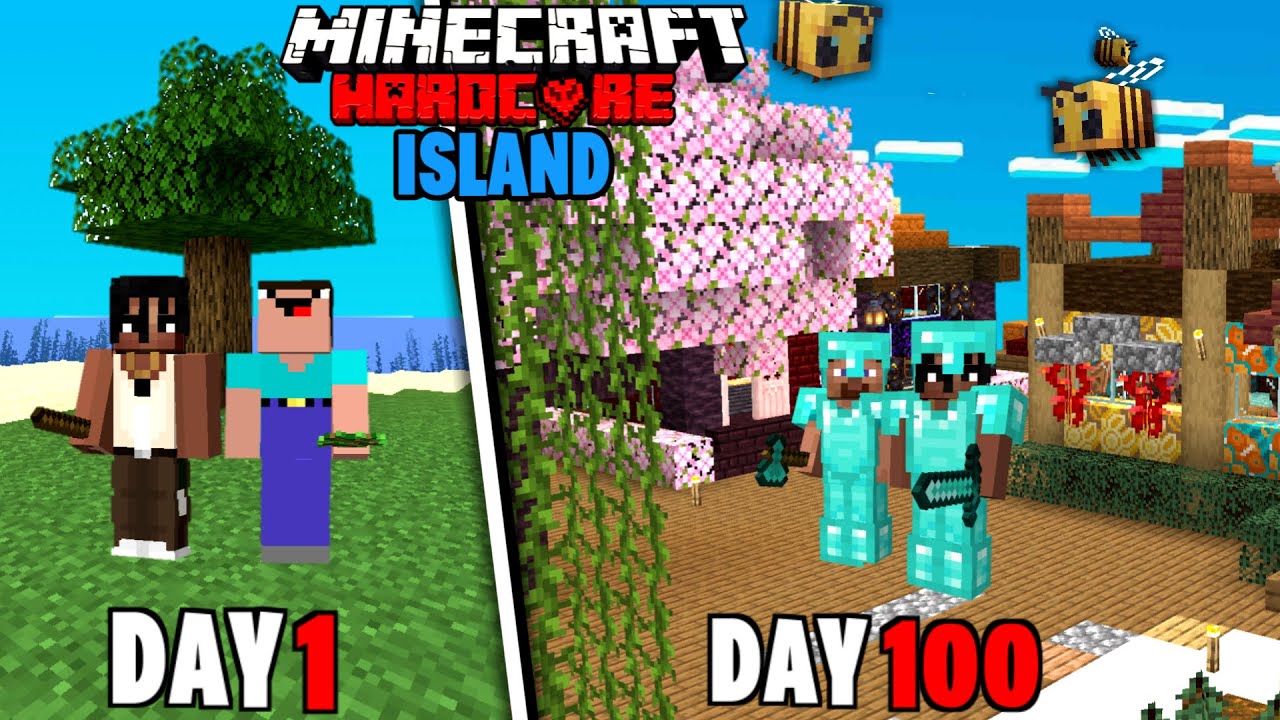 We Survived 100 Days On an ISLAND in Hardcore Minecraft 😬 - YouTube