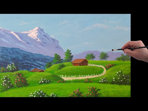 Resim Videoları #15  Manzara resmi nasıl yapılır ? / Akrilik nasıl kullanılır ? | Yayla evi #paint