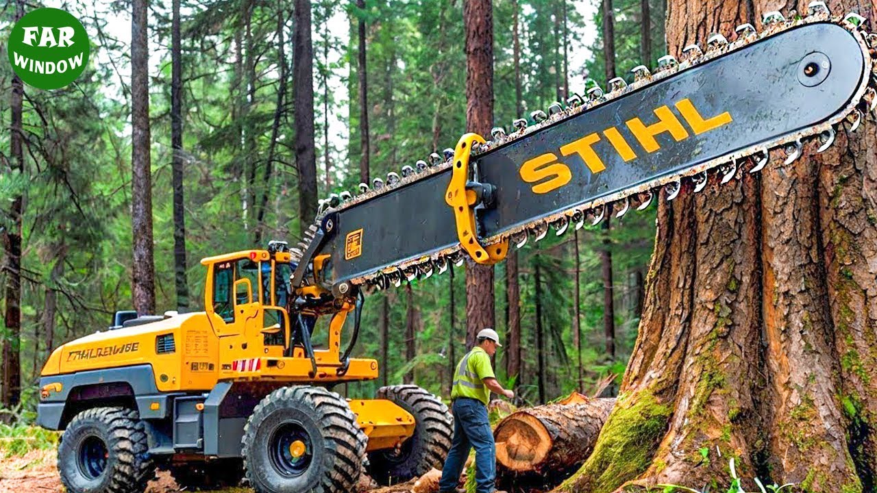 125 Dangerous Fastest Chainsaw Cutting Tree | Incredible Forest ...