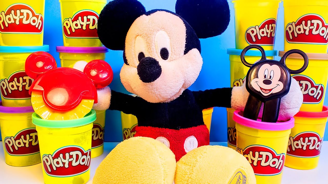 Play Doh Mickey Mouse and Play Doh Minnie Mouse Stamp and Cut Mickey ...