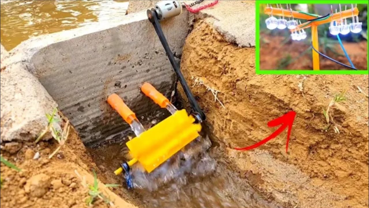Mini dam construction || Motor Project | Electric waterpump #kids #toys ...