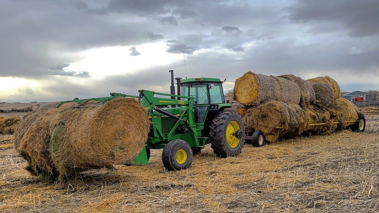 New bale wagon and lots of cold starts! - YouTube