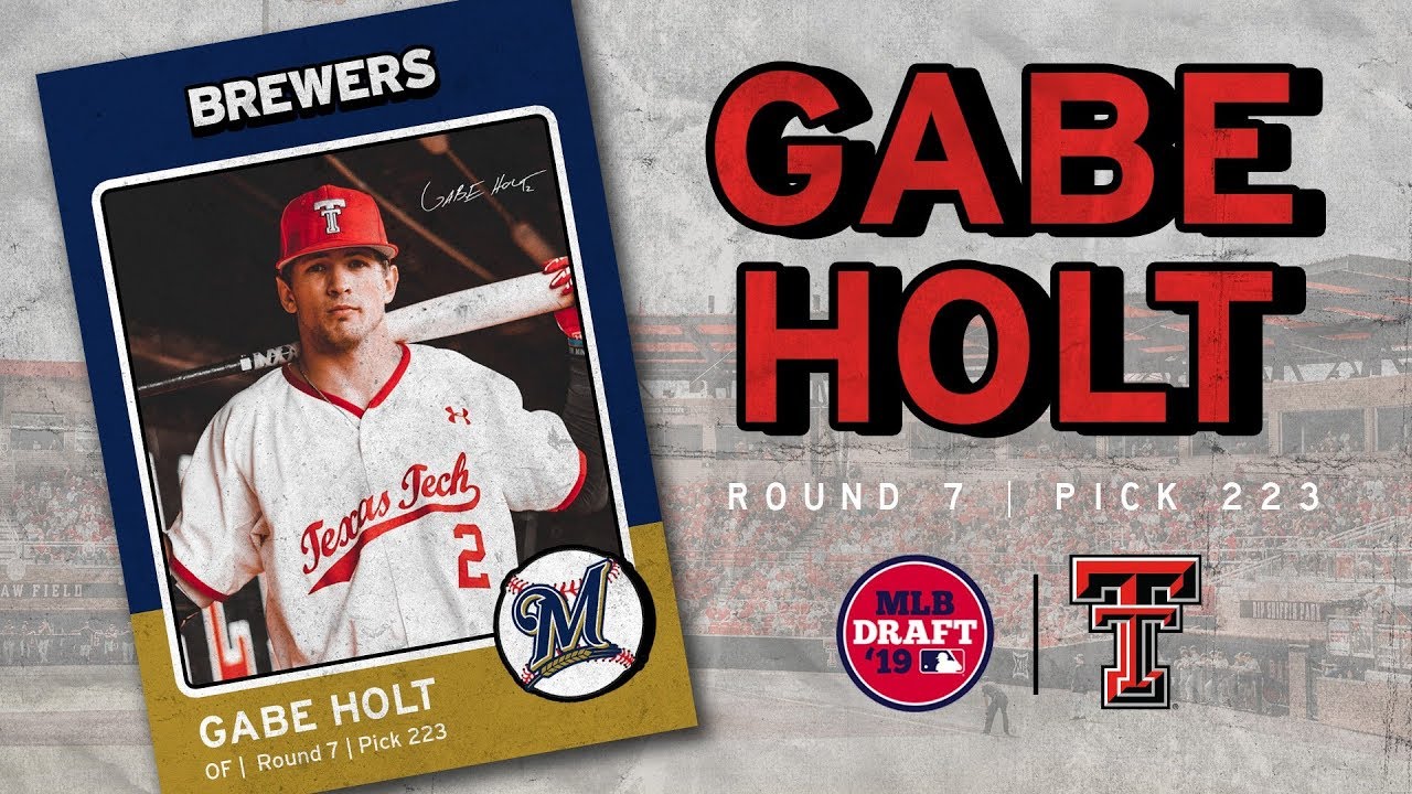 Gabe Holt 2019 #7 MLB Draft Pick Milwaukee Brewers | Texas Tech ...