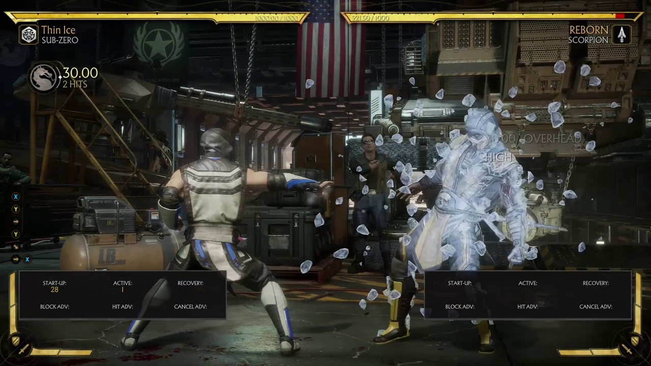 MK11 Sub Zero Thin Ice Overhead-Ice Ball combo - YouTube