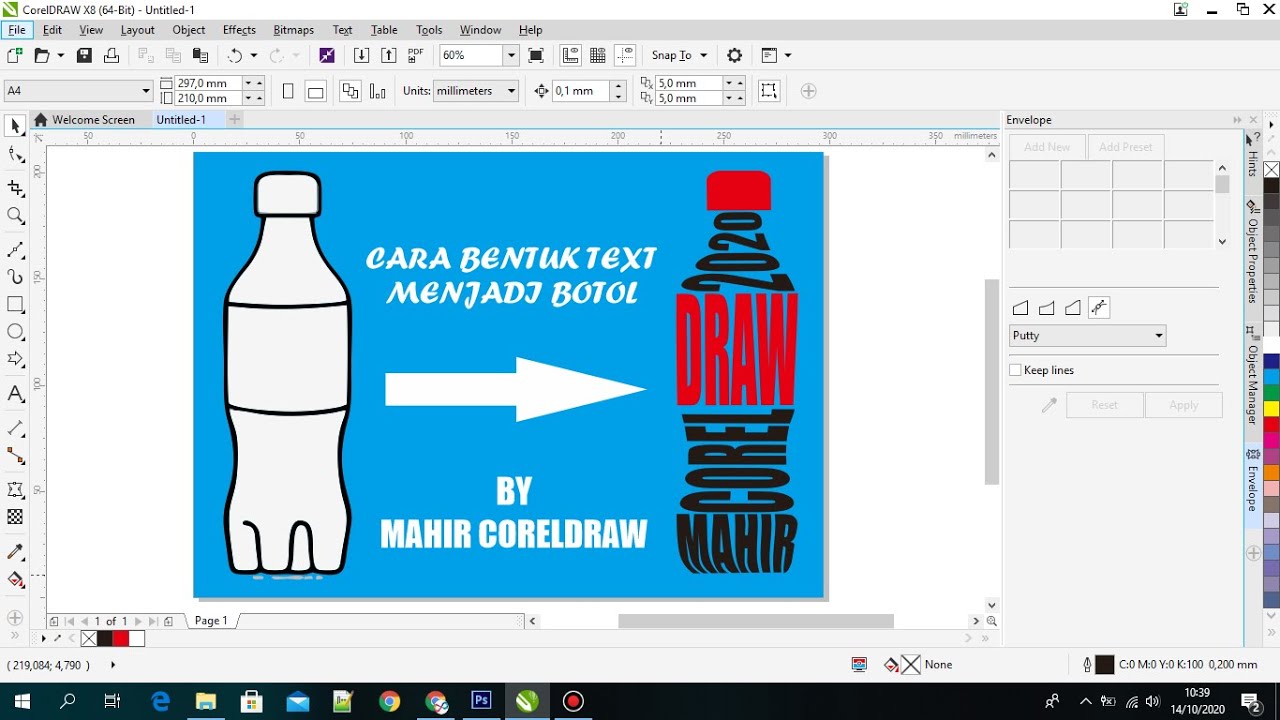 Cara Membentuk Text Menjadi Object Botol Di CerelDRAW - Tutorial ...