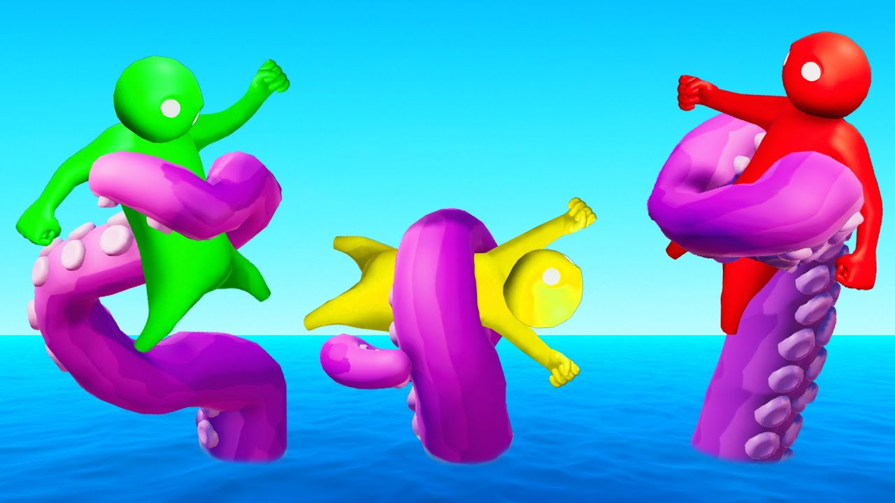 ATTACKED By GIANT OCTOPUS In GANG BEASTS! - YouTube