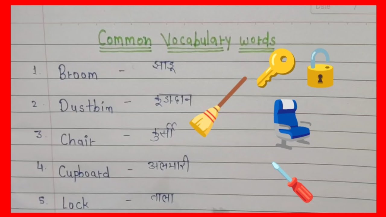 || Common Vocabulary words|| common words practice in english for kids ...