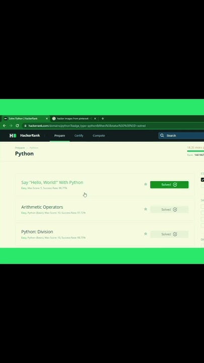 python Hacker rank tutorial on shorts learn |#python tutorial|#hacker rank tutorial on YouTube ...