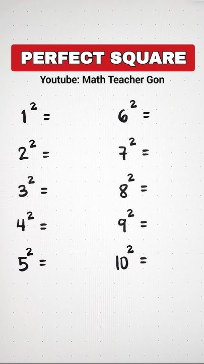 Perfect Square Numbers #mathteachergon #elementarymath #numbers - YouTube