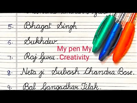 Freedom Fighters names in Cursive Handwriting with spellings||freedom ...
