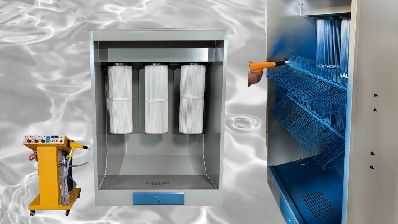 Manual coat hanger spraying equipment | Coat hanger coating small ...