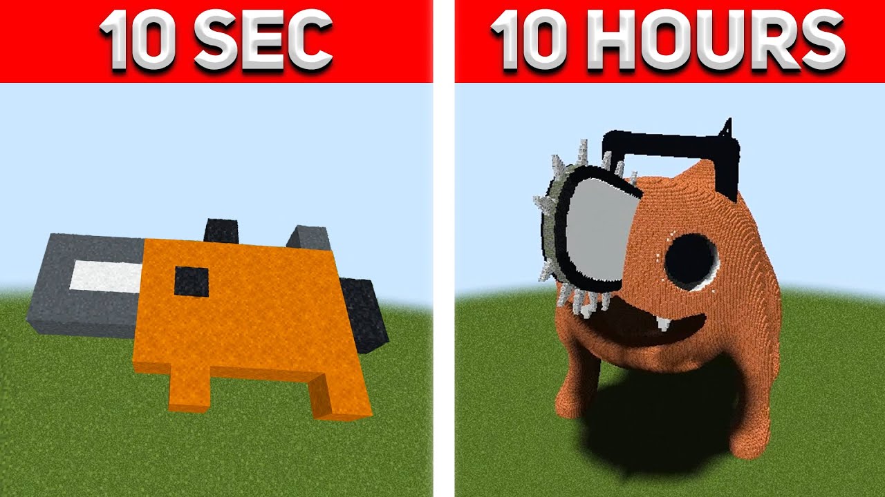 Pochita in MINECRAFT: 100 Hours vs 10 Seconds - YouTube