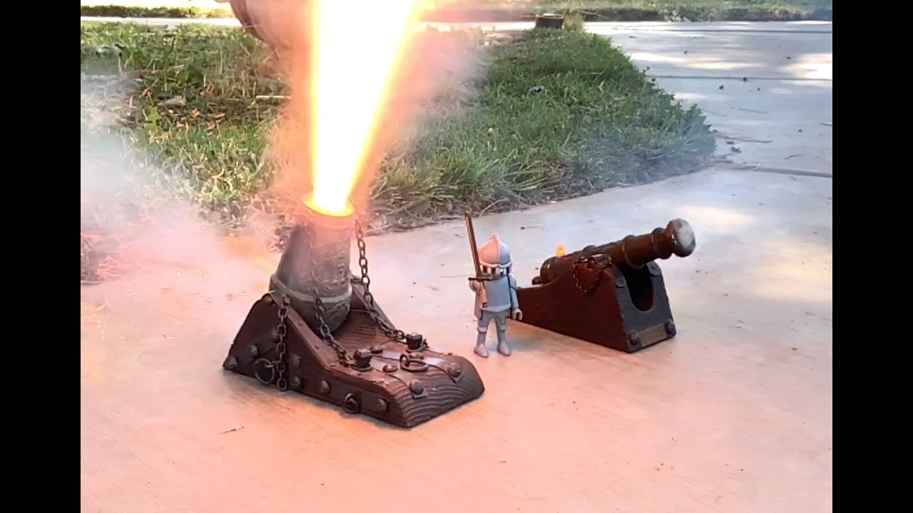 Shooting 2 Mini Bronze Mortars Cannons - YouTube
