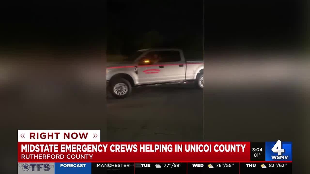 Midstate emergency crews helping in Unicoi County - YouTube