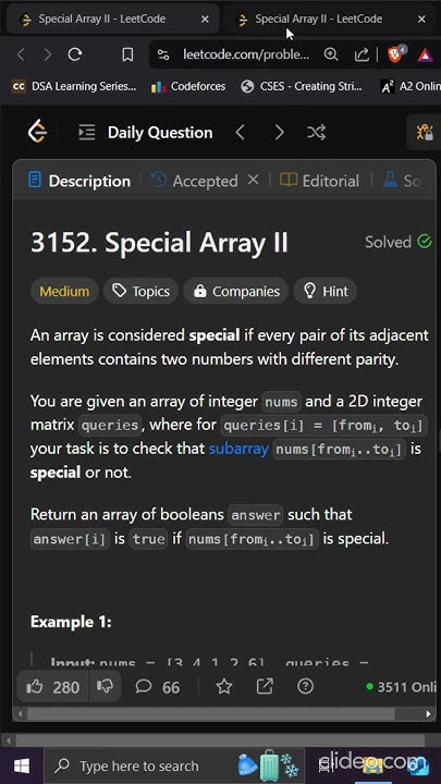 3152. Special Array II | Editorial | Leetcode #leetcode #coding - YouTube