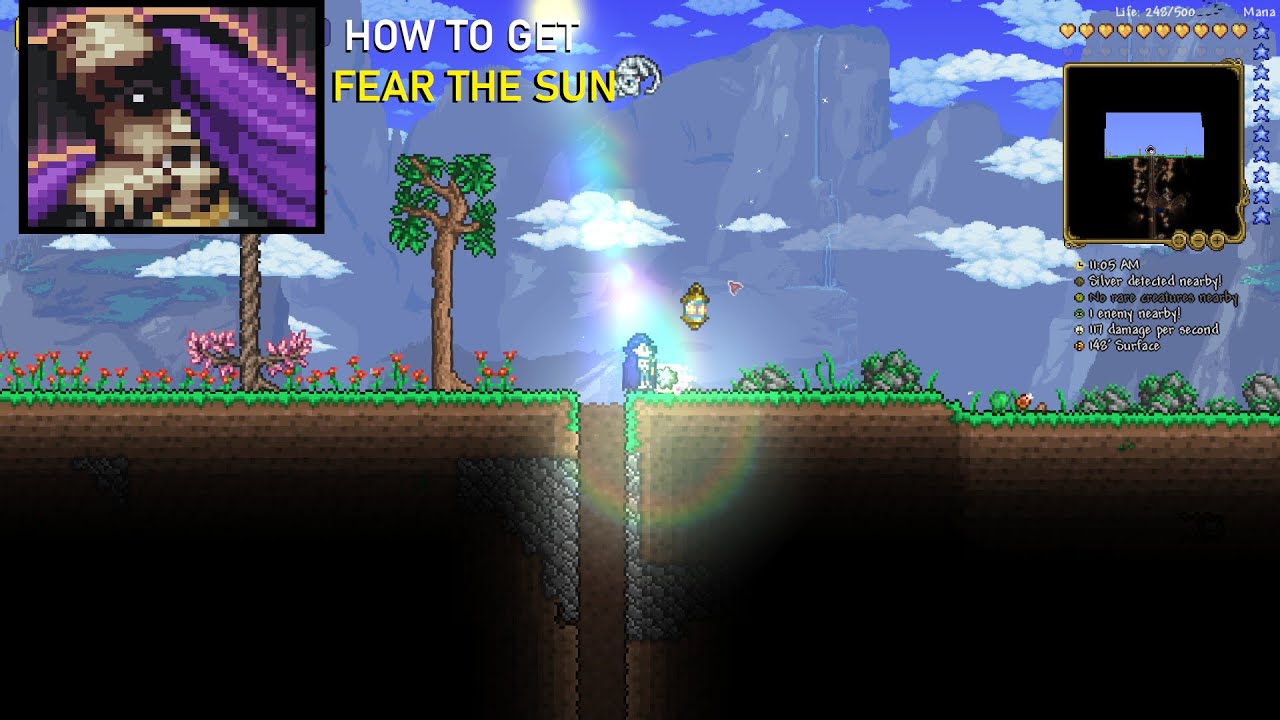 How to get the achievement "Fear the Sun" in Terraria 1.4.5 - YouTube