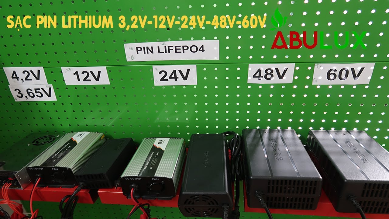 Sạc Pin lithium ion - Pin lithium iron Phosphate LFP 3.65V 4.2V 12V 24V ...