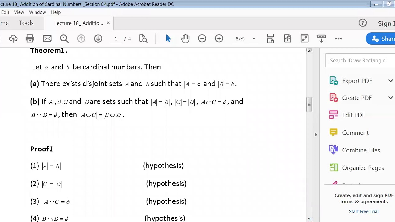 Lecture 18_Set Theory_ Addition of Cardinal Numbers - YouTube