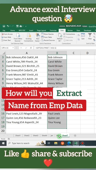 left function in excel | advance excel interview question #shorts #excel #youtubeshorts # ...
