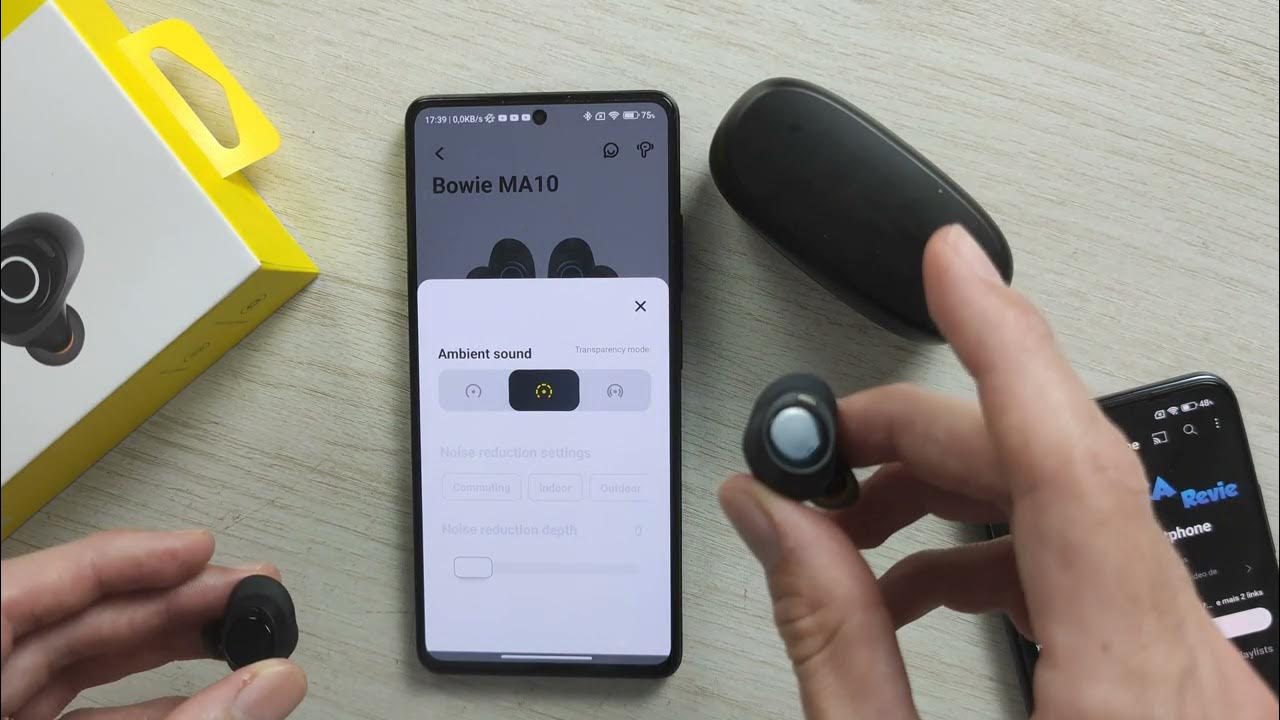 Como ativar o modo de cancelamento de ruído ativo ou o modo transparência no fone Baseus Bowie ...