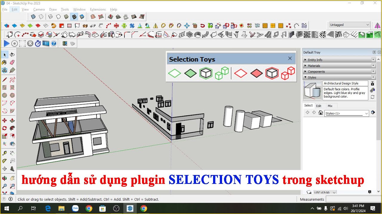 hướng dẫn sử dụng plugin SELECTION TOYS trong sketchup [PLUGIN SKETCHUP] - YouTube