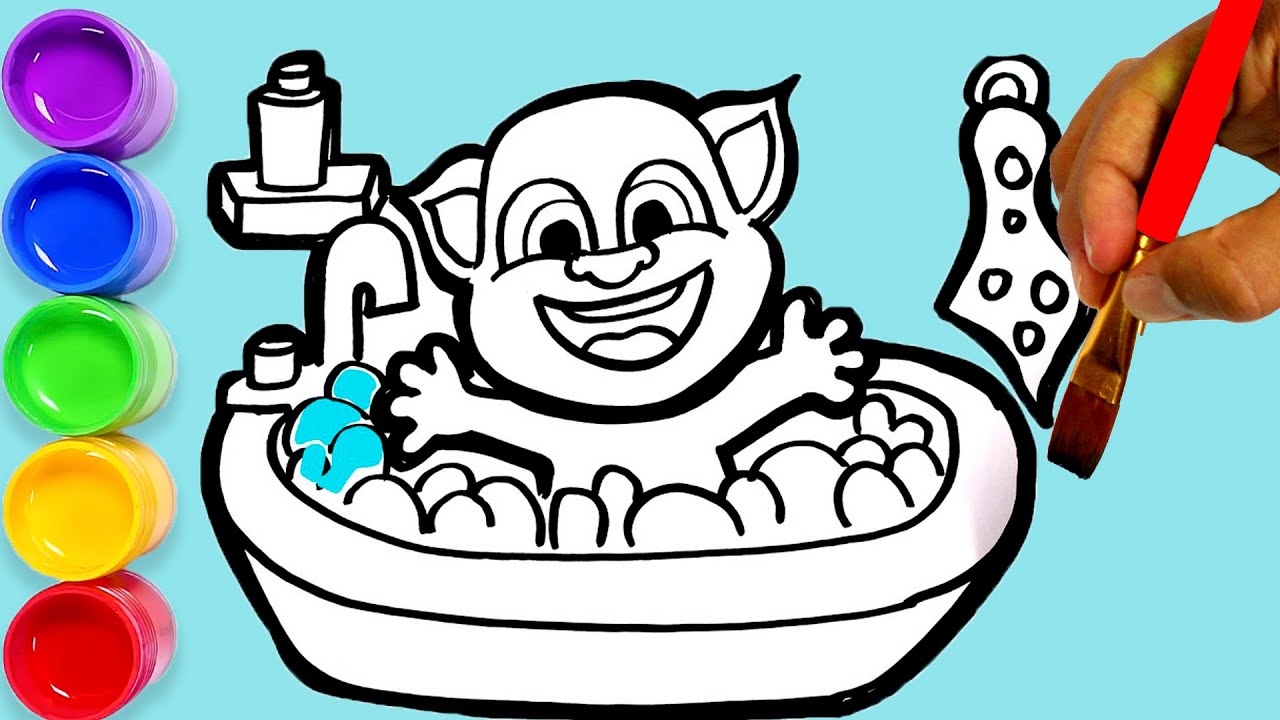 🔴Coloring and Drawing MY TALKING TOM for children 😺How to Draw MY ...