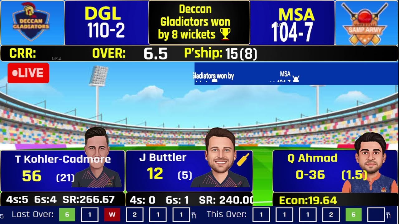 🔴 Deccan Gladiators and Morrisville Samp Army live Final Cricket Match ...