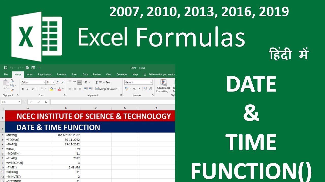 Date Time Function In Excel Day In Excel Function In Excel Date 0168