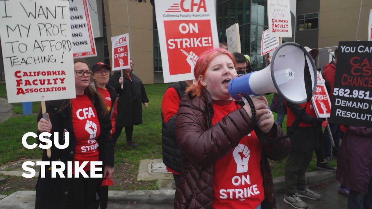 Sacramento State faculty among CSU workers on weeklong strike - YouTube