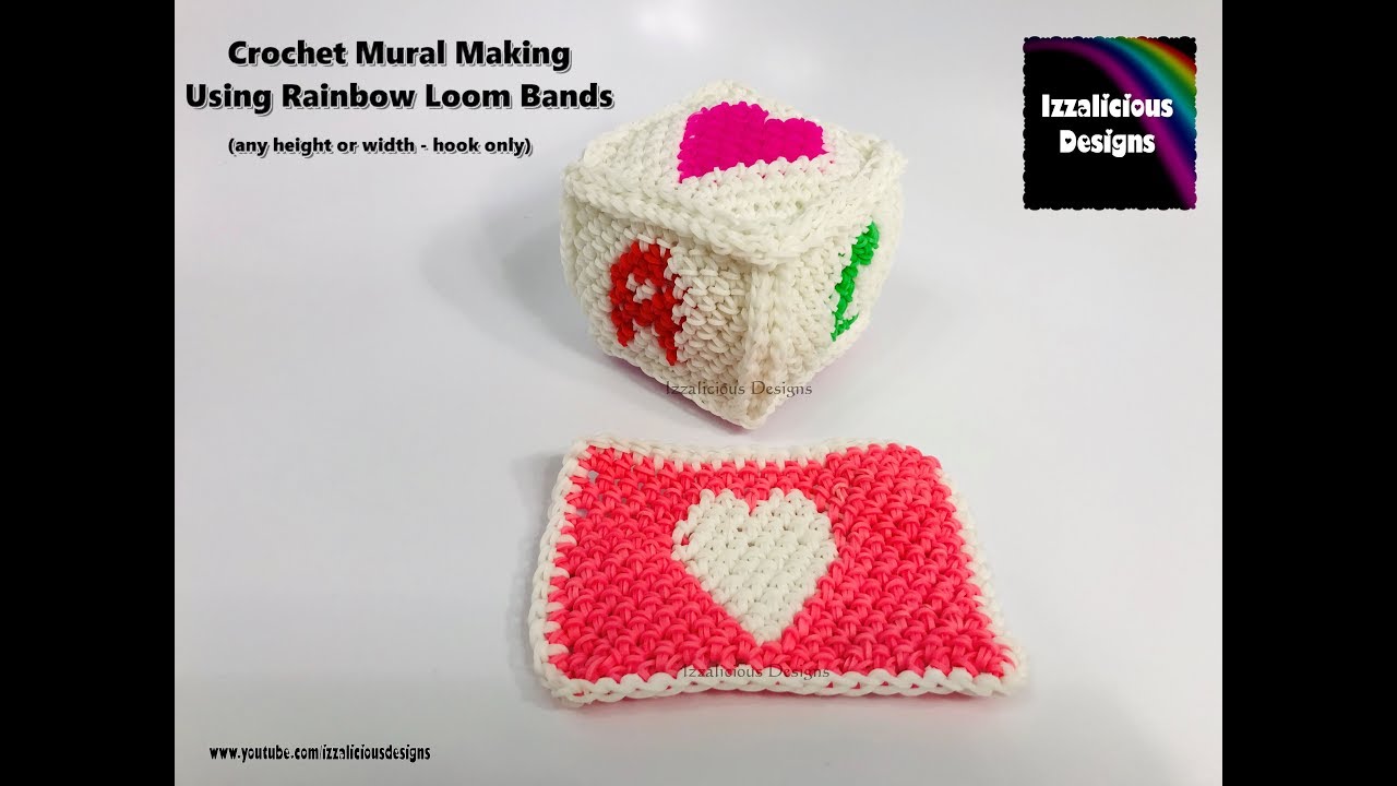 Rainbow Loom crochet mural making using loom bands - Loomigurumi Mural ...
