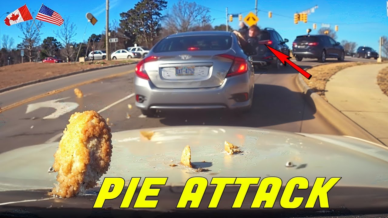 GUY THINKS HE'S FUNNY THROWING PIES AT CARS - YouTube