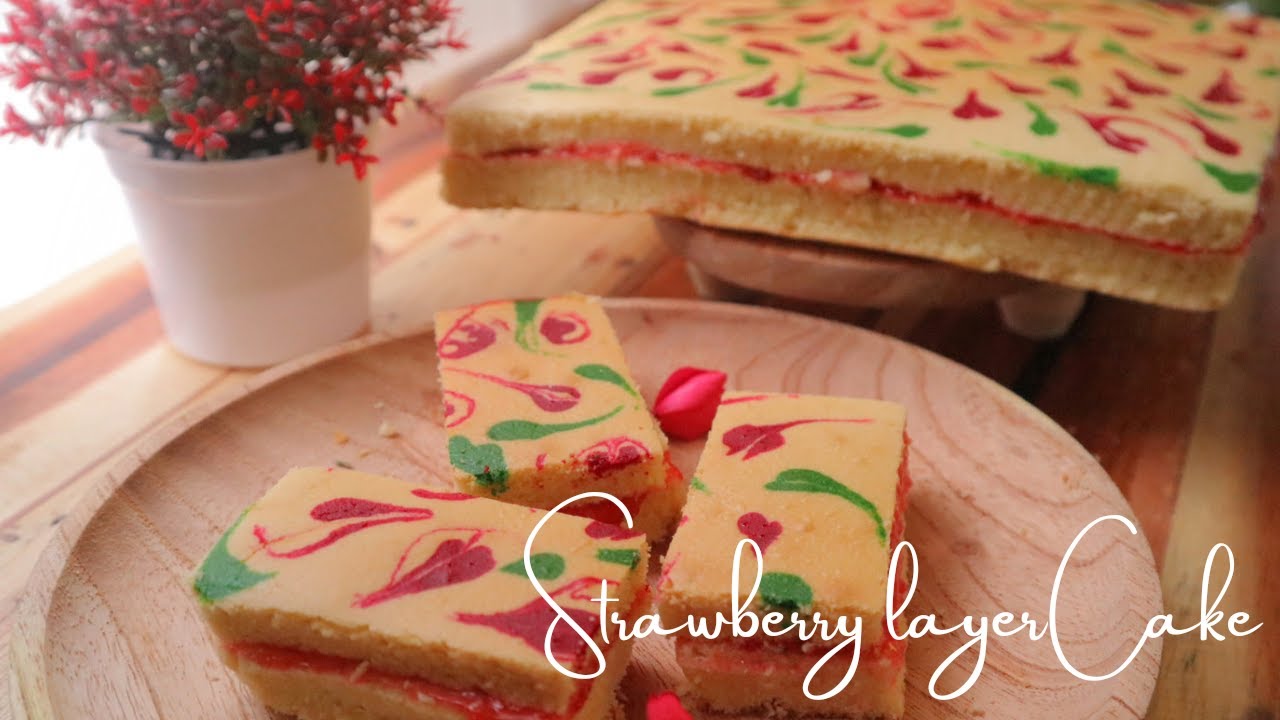 Easy Recipe Strawberry Layer Cake| Cake selai strawberry| Jelita ...