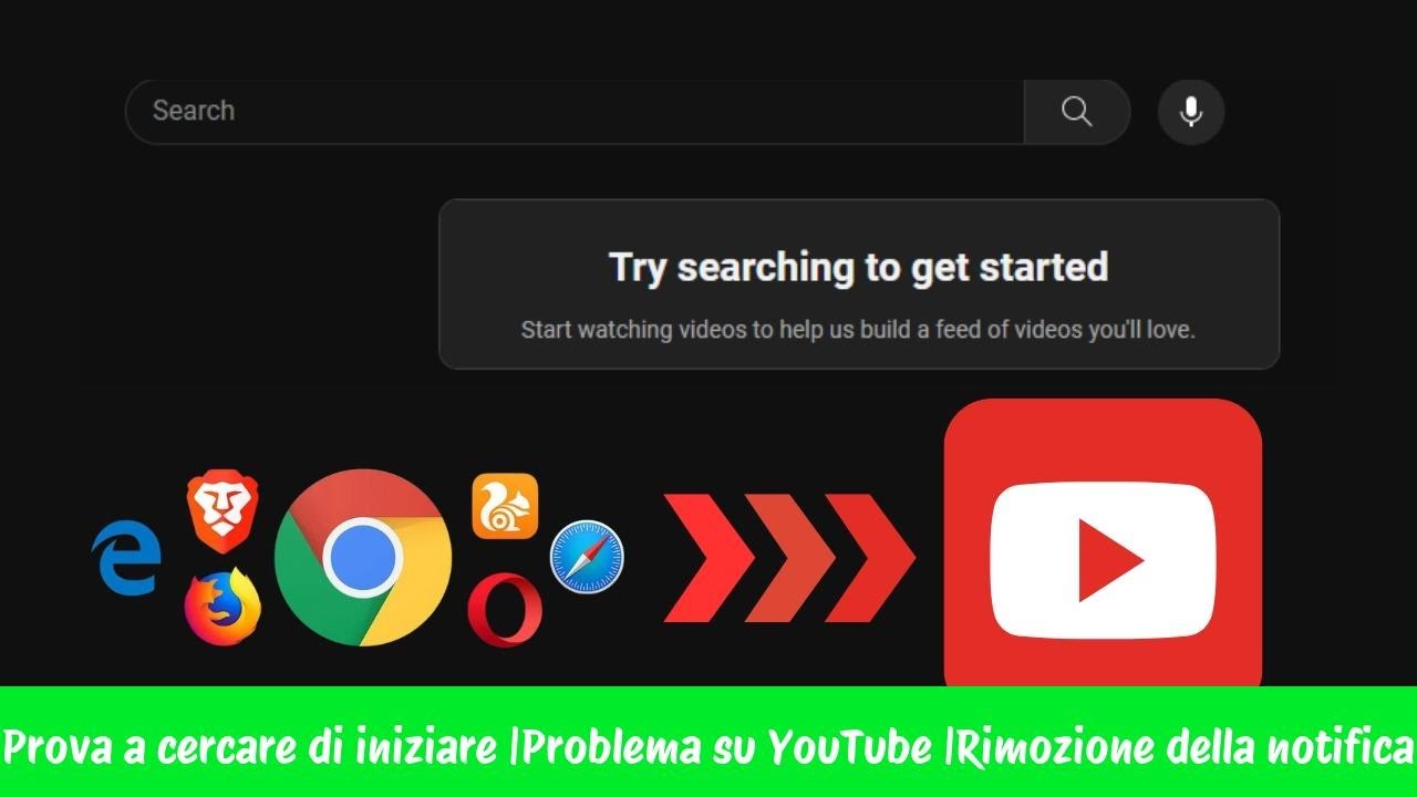 Prova a cercare di iniziare |Problema su YouTube |Rimozione della ...