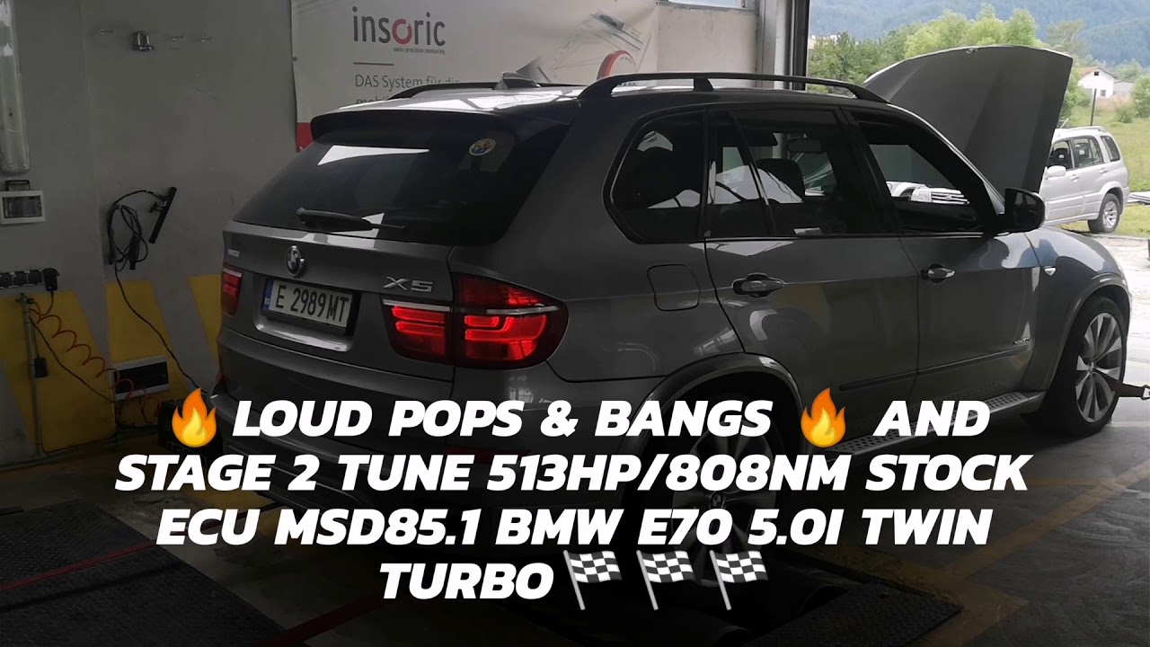 BMW X5 E70 5.0i 408hp tuned with Stage2 to 513hp/808NM and add Pops and ...