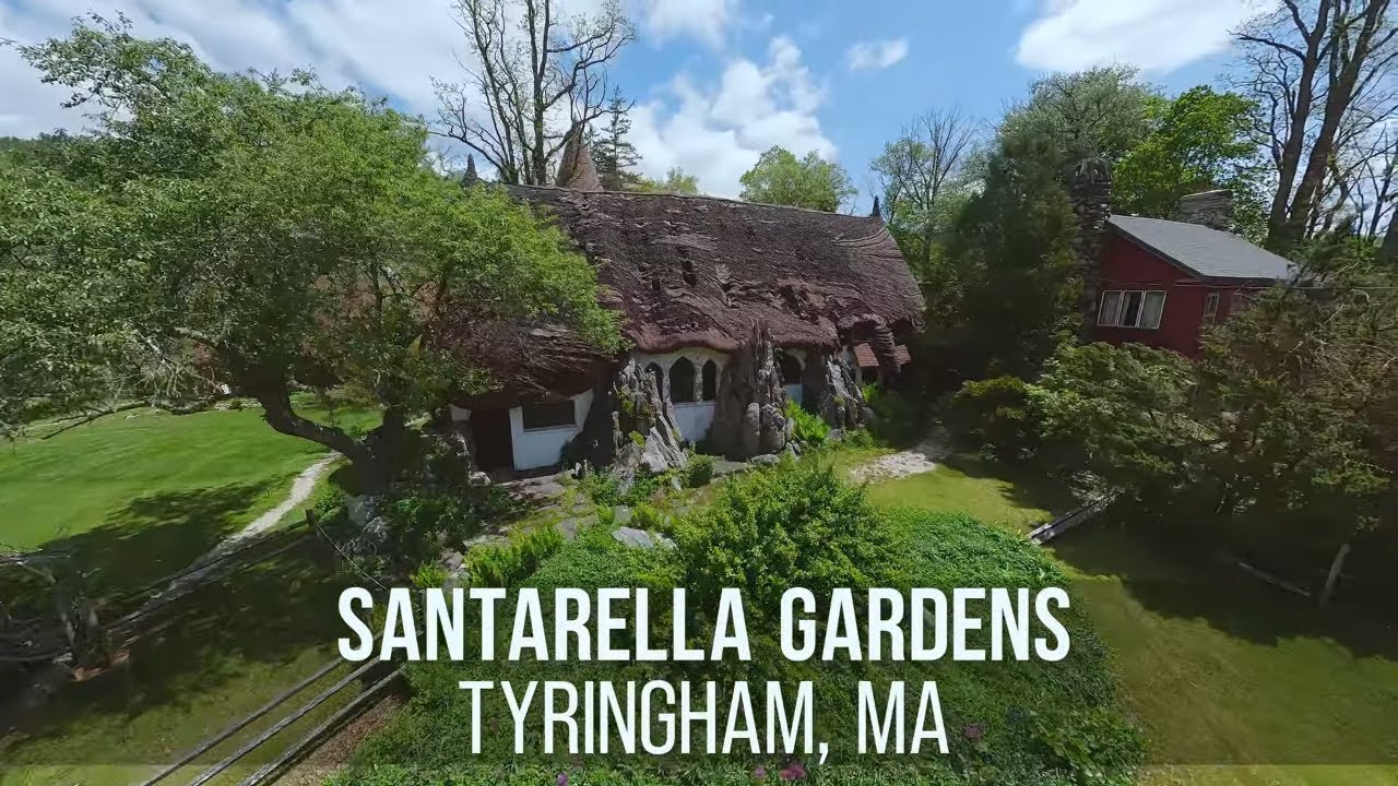 Gingerbread House Drone Tour - Santarella Gardens, Tyringham MA - YouTube