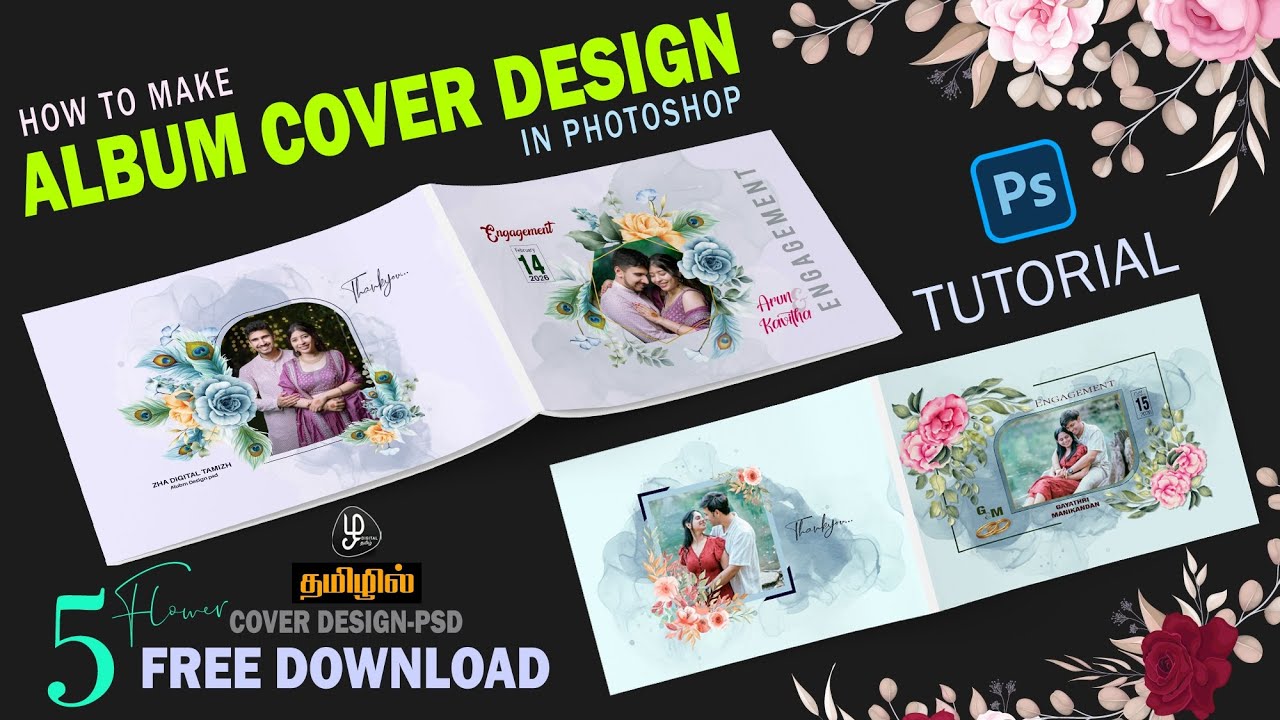 Engagement Album Cover Page Design Psd Free Download Wedding Album ...