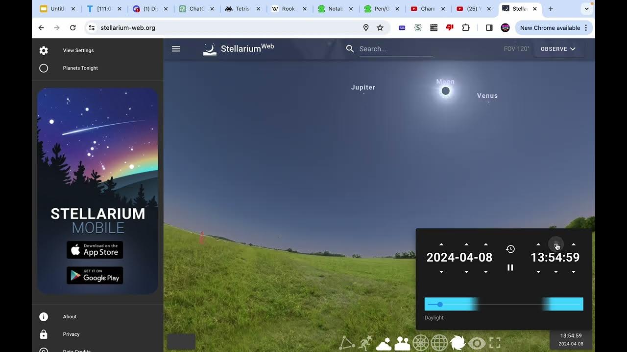Solar Eclipse in Stellarium Web - YouTube