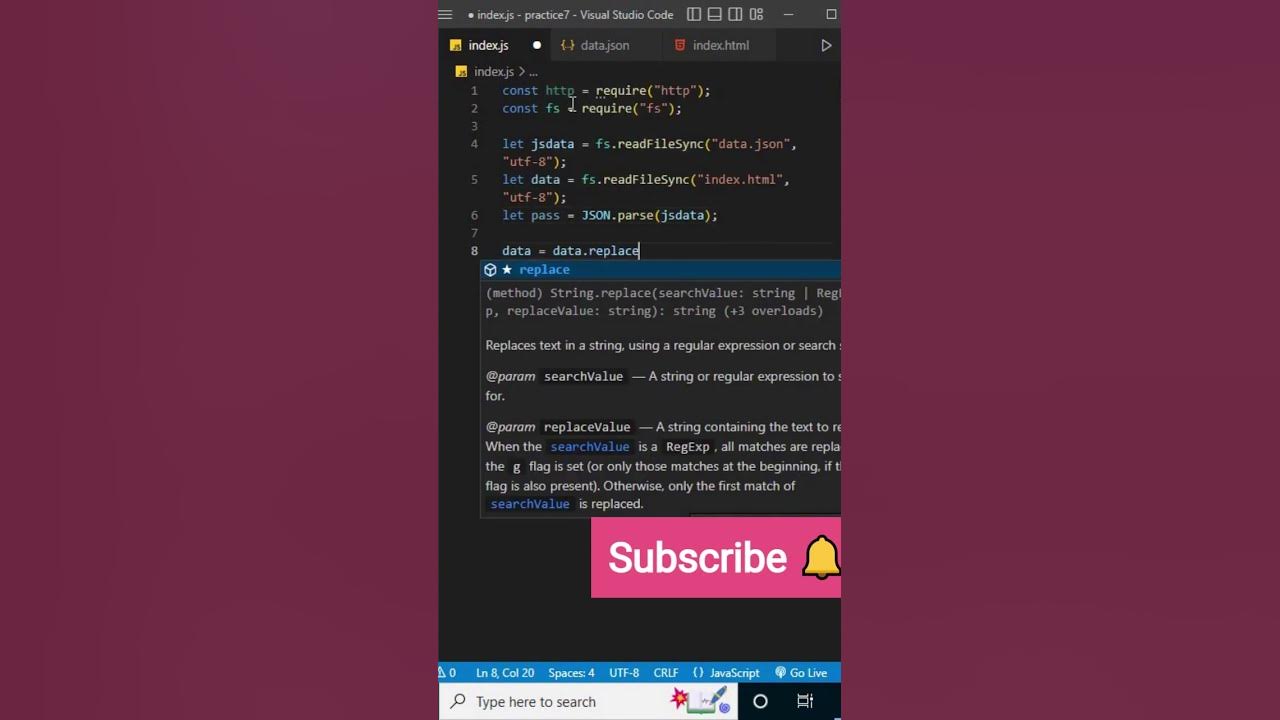 Set Json Data In Html File By Reading Json File With Nodejs Nodejs Nodevideo Programmerd 7835