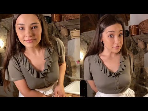 Irene cooking with no bra