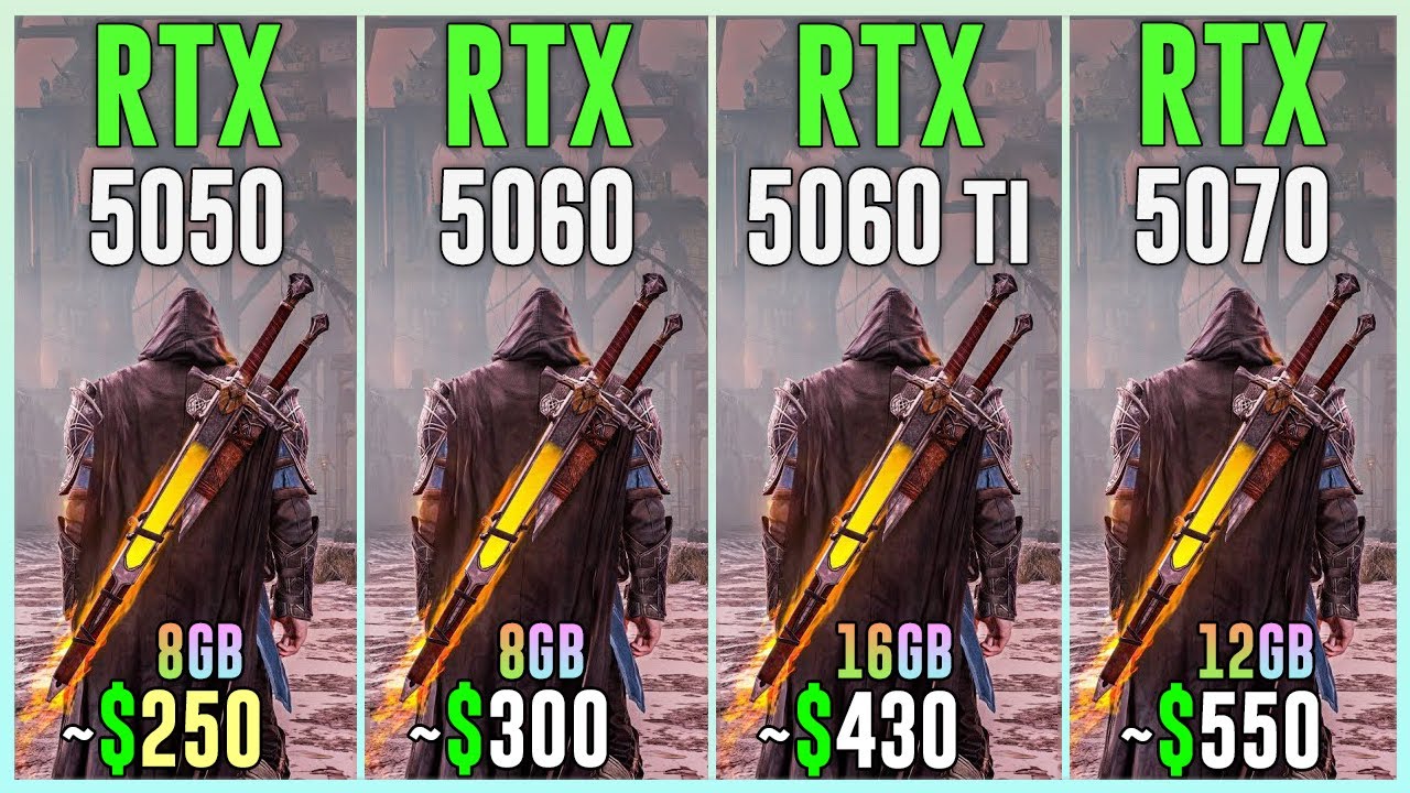 RTX 5050 vs RTX 5060 vs RTX 5060 TI 16gb vs RTX 5070 - Test in 20 Games ...