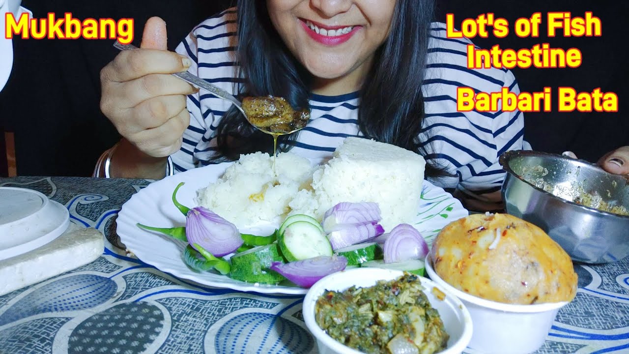 Fish Oil & Intestine | Barbati Bata | Potato Vorta | Rice | Chillies ...