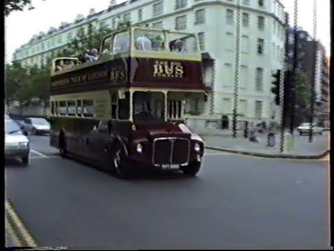 London Buses 1992-Routemasters at Marble Arch including Big Bus ...