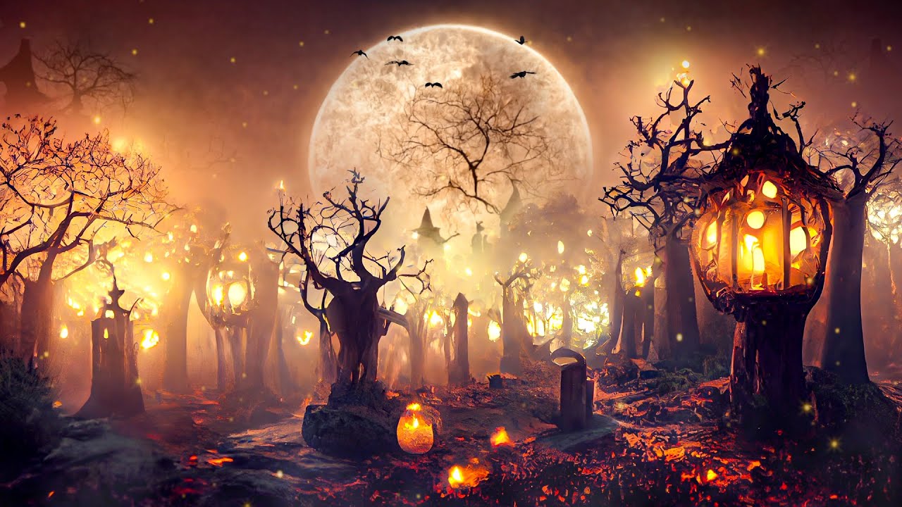Spooky Halloween Music 🎃 Haunted Forest Graveyard With Relaxing ...