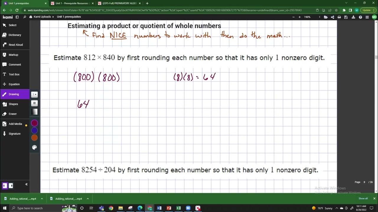 Estimating a product or quotient of whole numbers - YouTube