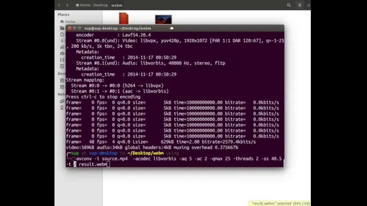 Converting to webm with avconv - YouTube
