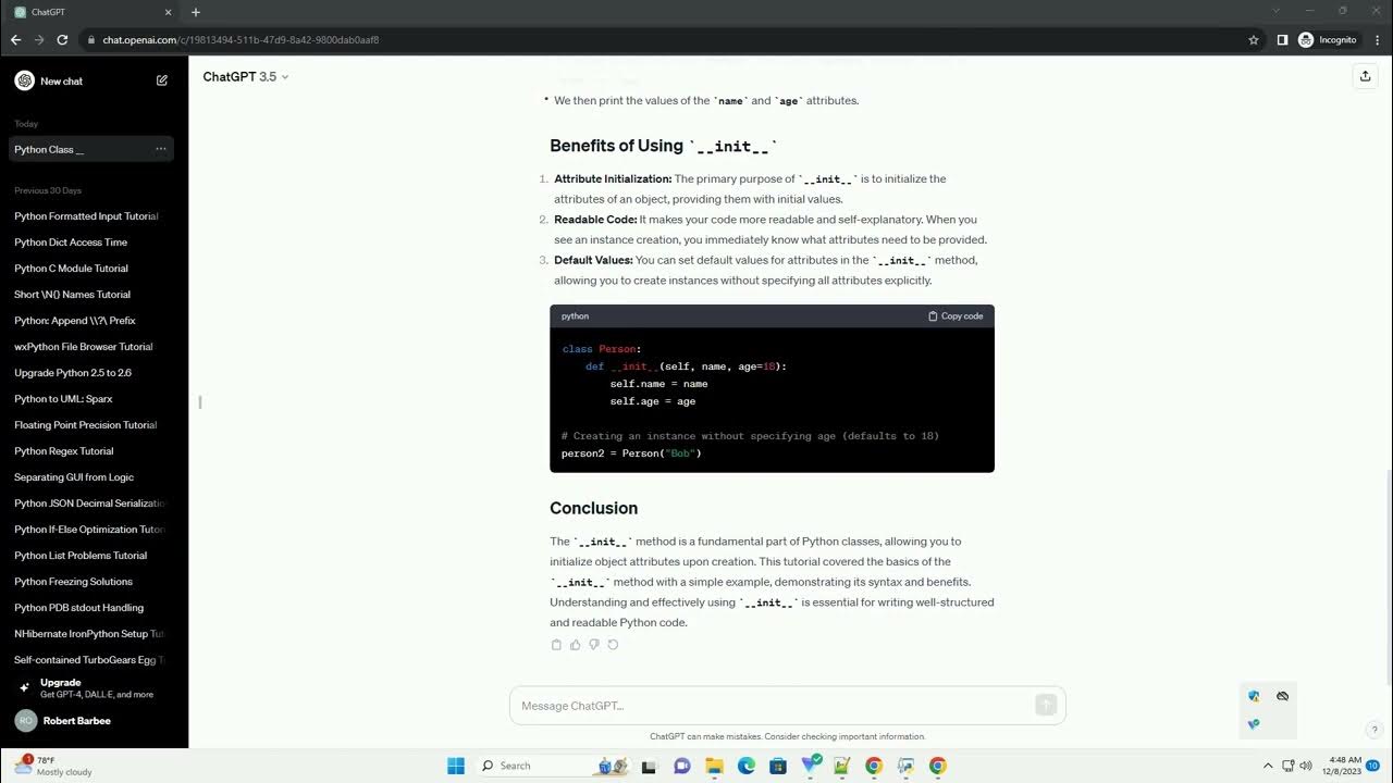 python class init method - YouTube
