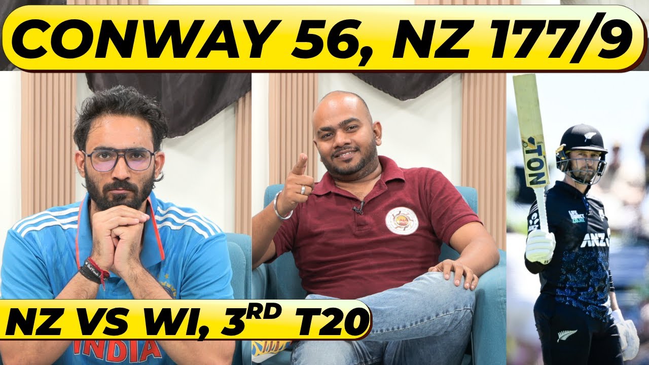 🔴NZ VS WI, 3RD T20: CONWAY FIFTY, NZ BATTING COLLAPSE. MITCHELL'S CAMEO ...